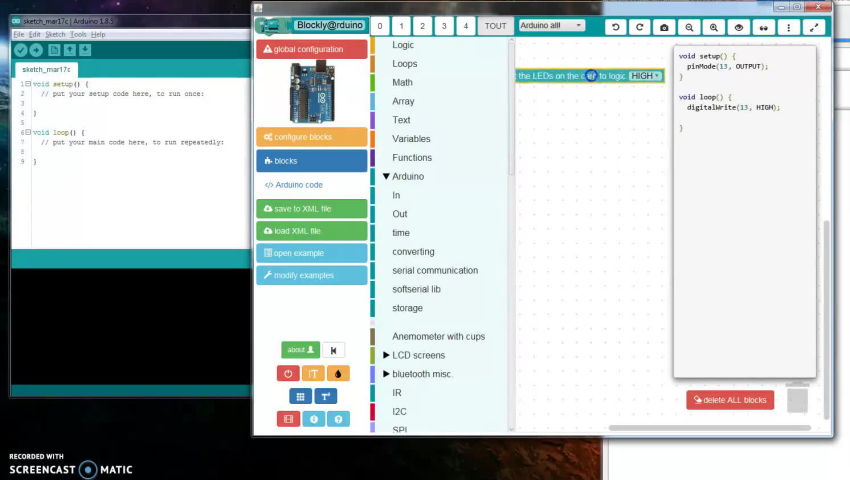 Blockly@rduino : intégrer à l'EDI Arduino - Sciences & Technologies