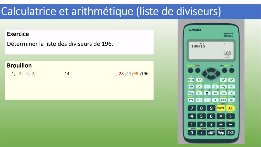 Casio et liste des diviseurs - Sciences & Technologies